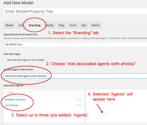 Associate an Agent to a Model - WP3D Models - WordPress Plugin
