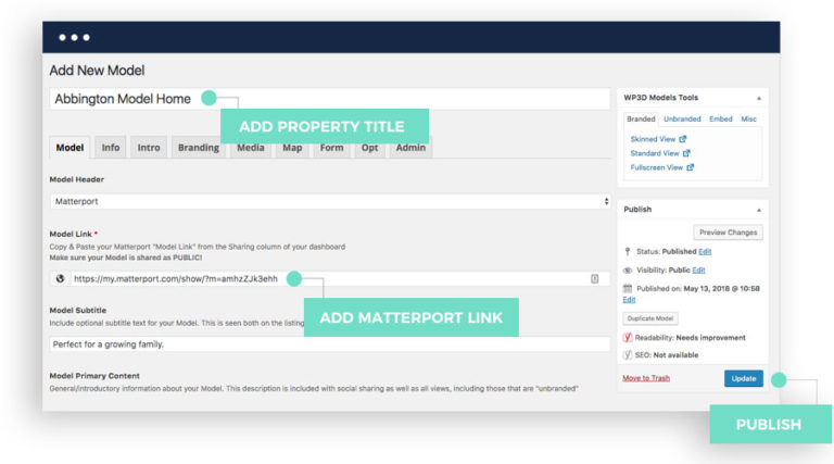 WP3D Models - Matterport 3D WordPress Plugin
