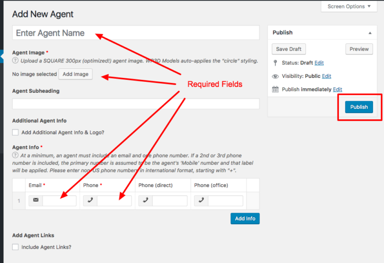 Adding an Agent - WP3D Models - WordPress Plugin